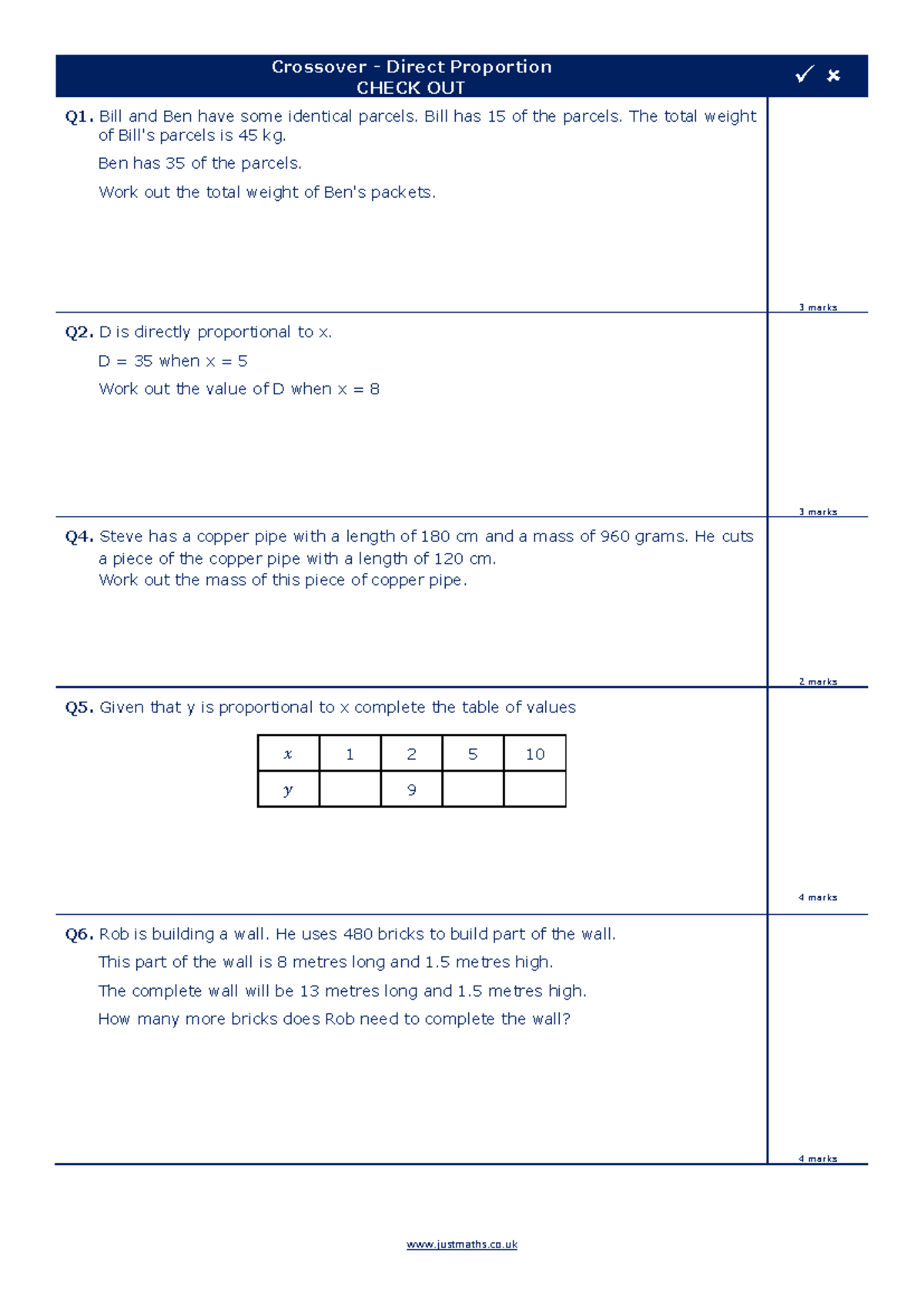 X1. Check Out - Direct Proportion Exercises and Solutions - Studocu