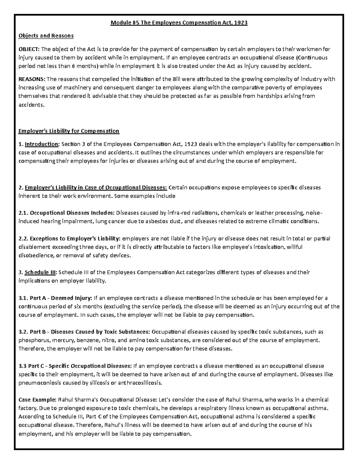 Module 05 Employees Compensation Act, 1923: Overview & Key Provisions ...