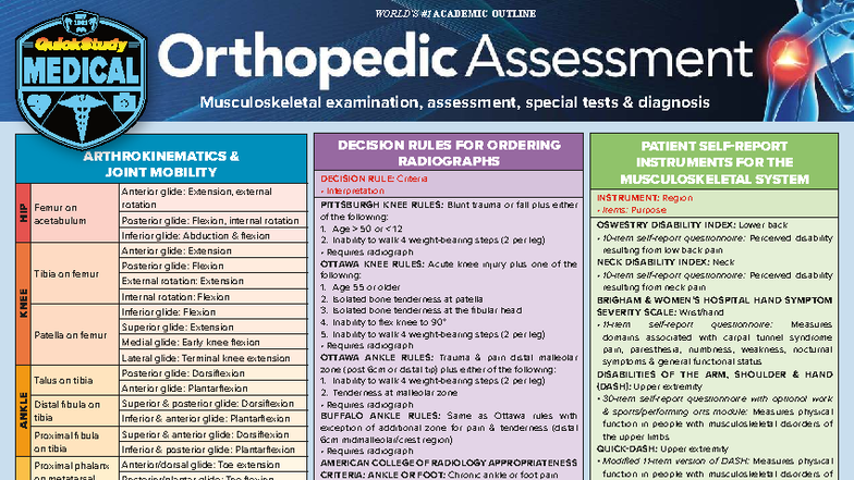 Orthopedic Assessment: Musculoskeletal Exam & Special Tests - Studocu