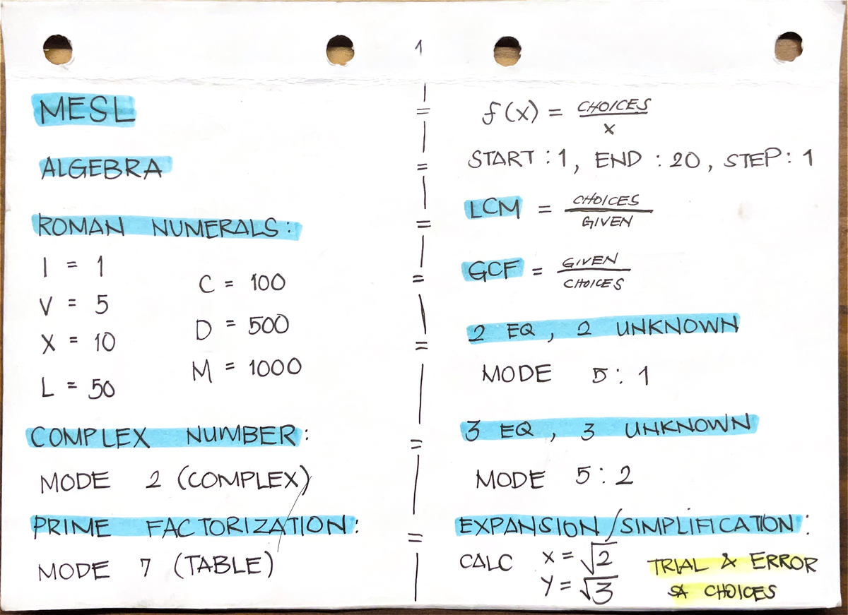 MESL - Engineering Notes & Formulas Summary for Quick Reference - Studocu