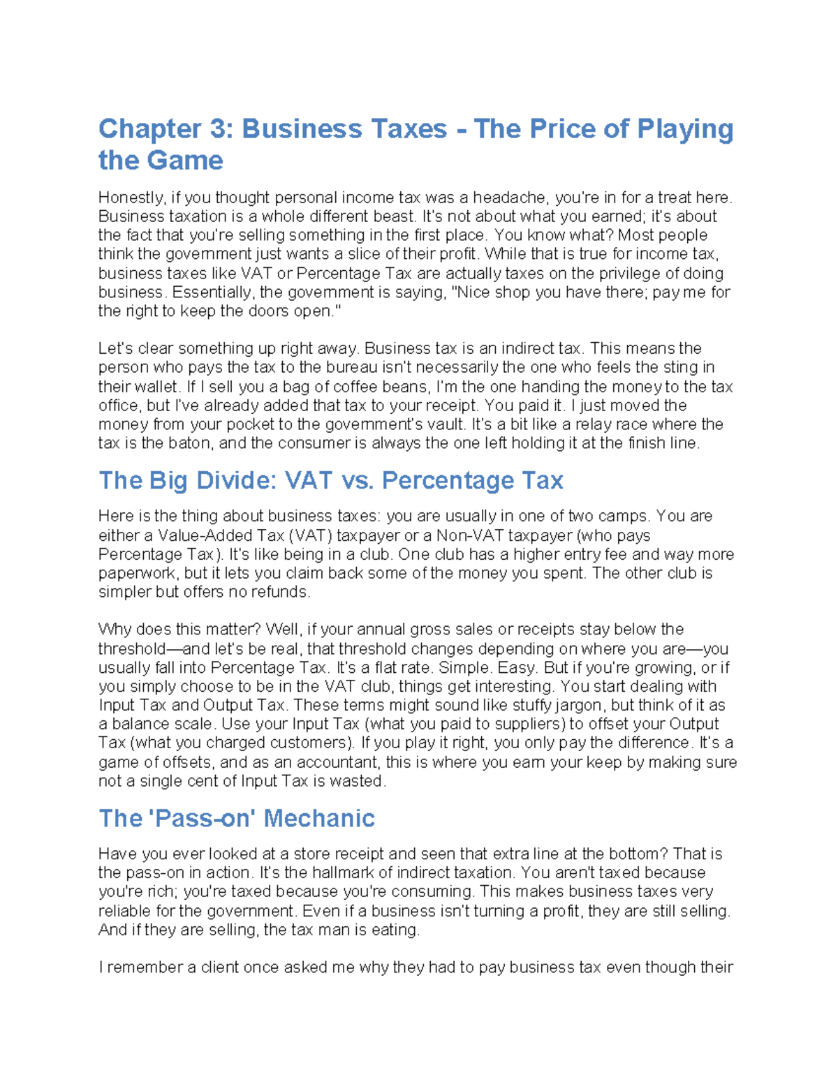 Chapter 3: Business Taxes (ACCT 101) - Understanding VAT vs. Percentage ...