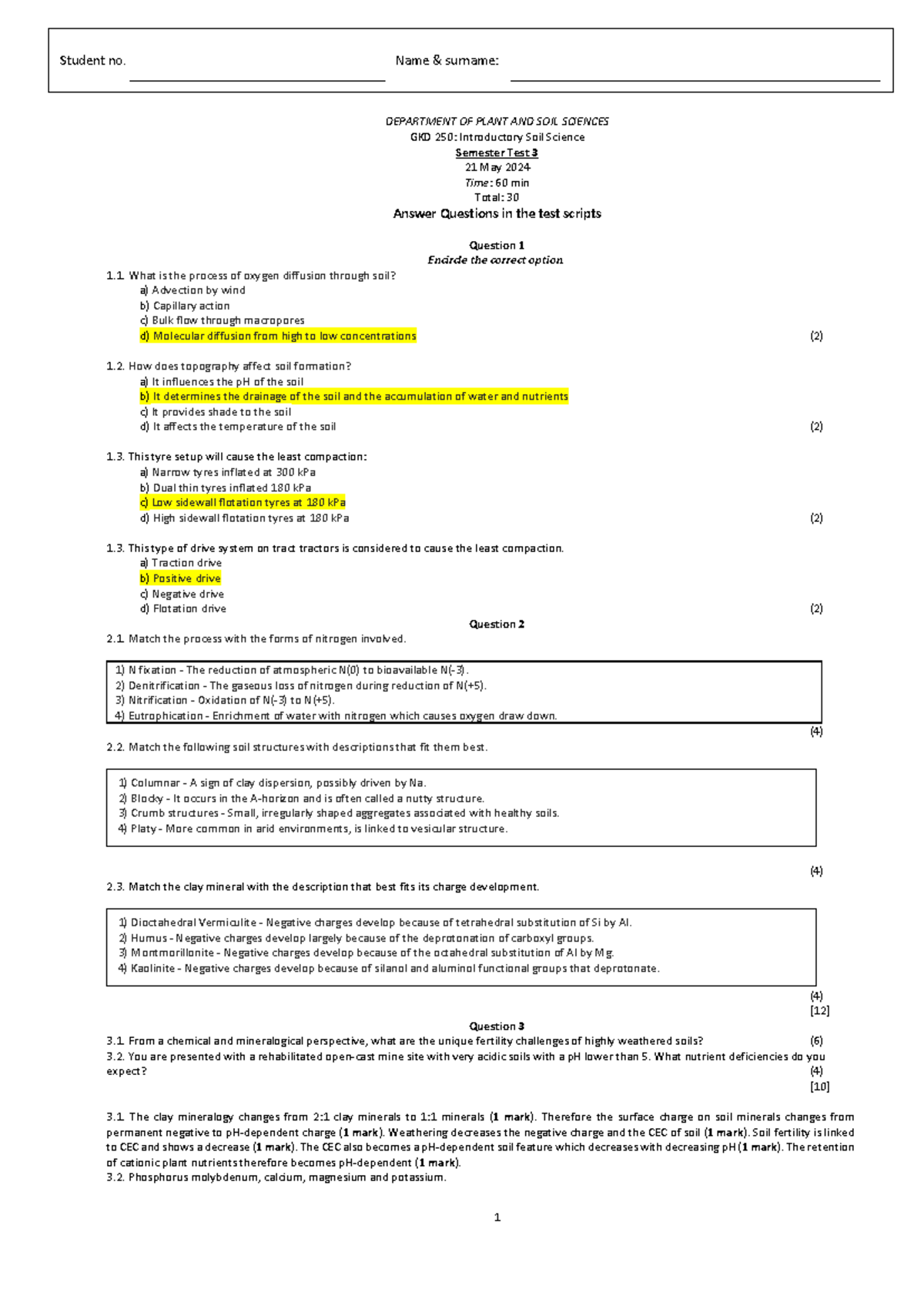 GKD 250: Semester Test 3 Study Guide for Introductory Soil Science ...