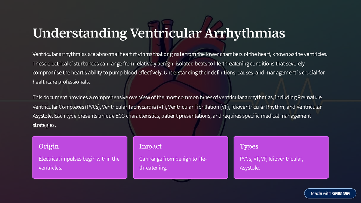 Understanding Ventricular Arrhythmias: Types, Causes & Management - Studocu