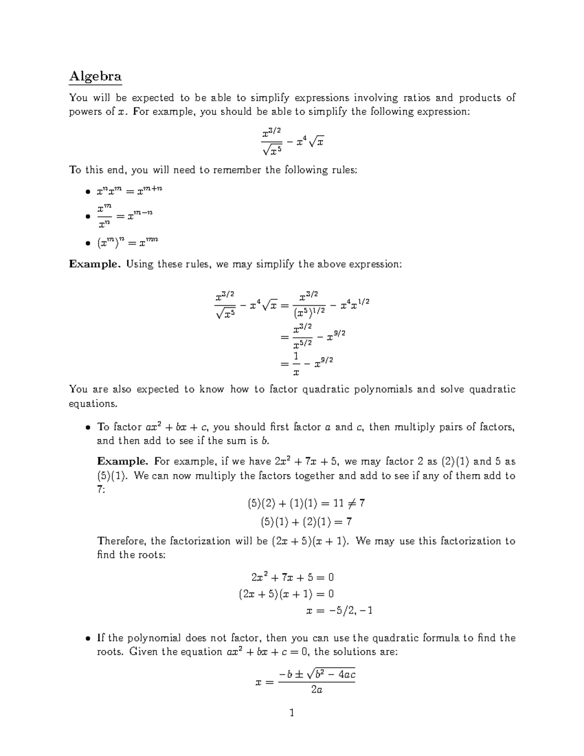 Algebra Study Guide: Simplifying Expressions & Understanding ...
