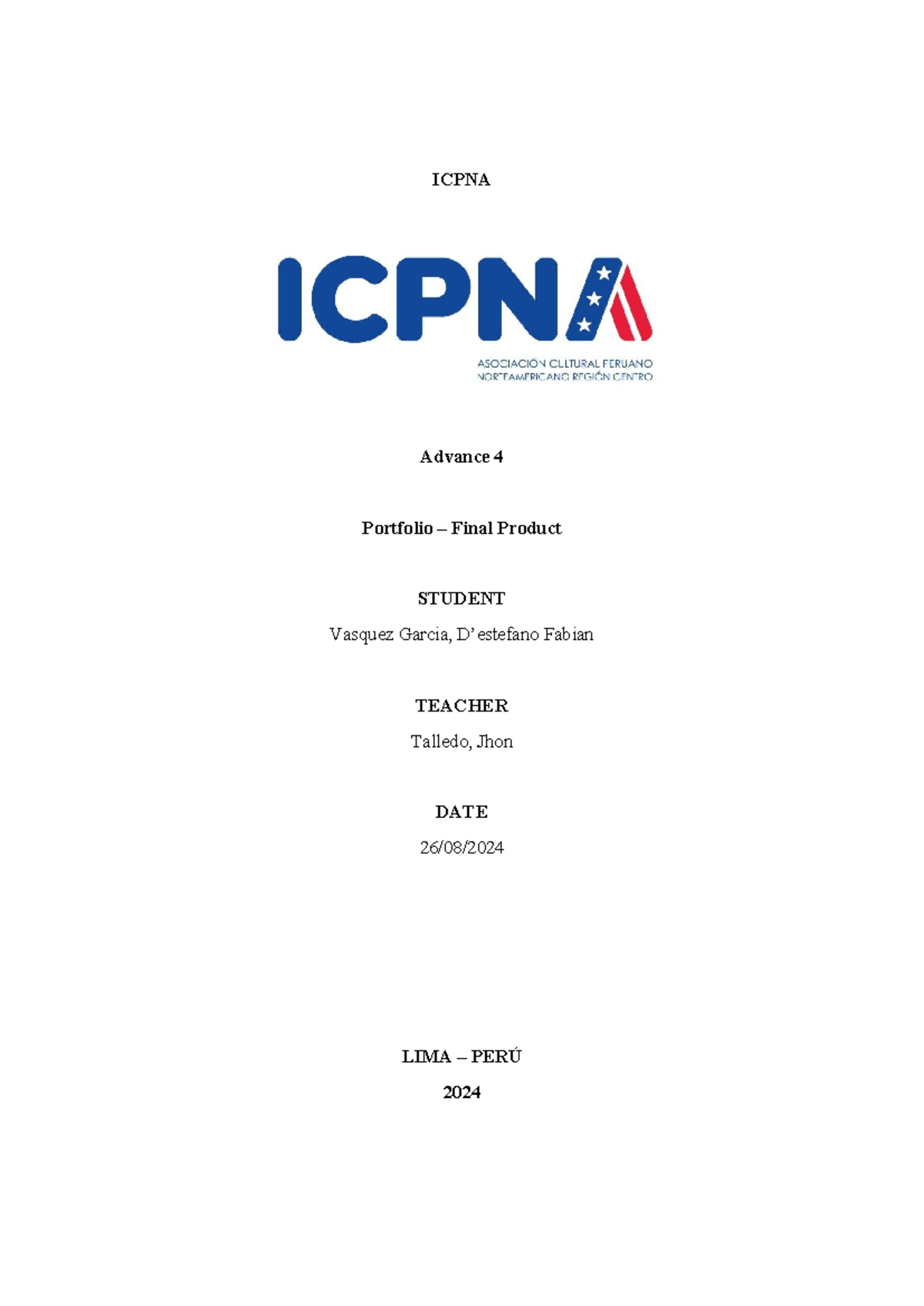 ICPNA Advance 4 Portfolio - Final Product: Future Restaurant Goals ...
