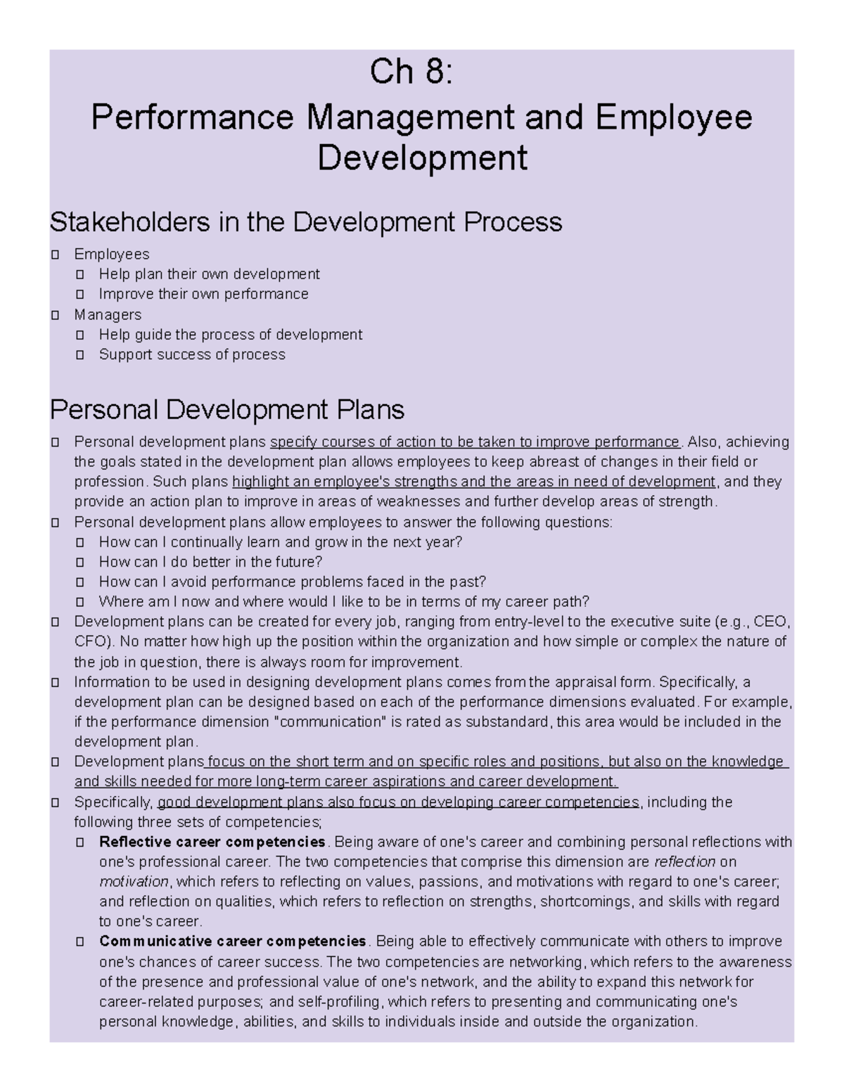 Ch 8: Performance Management & Employee Development Insights - Studocu