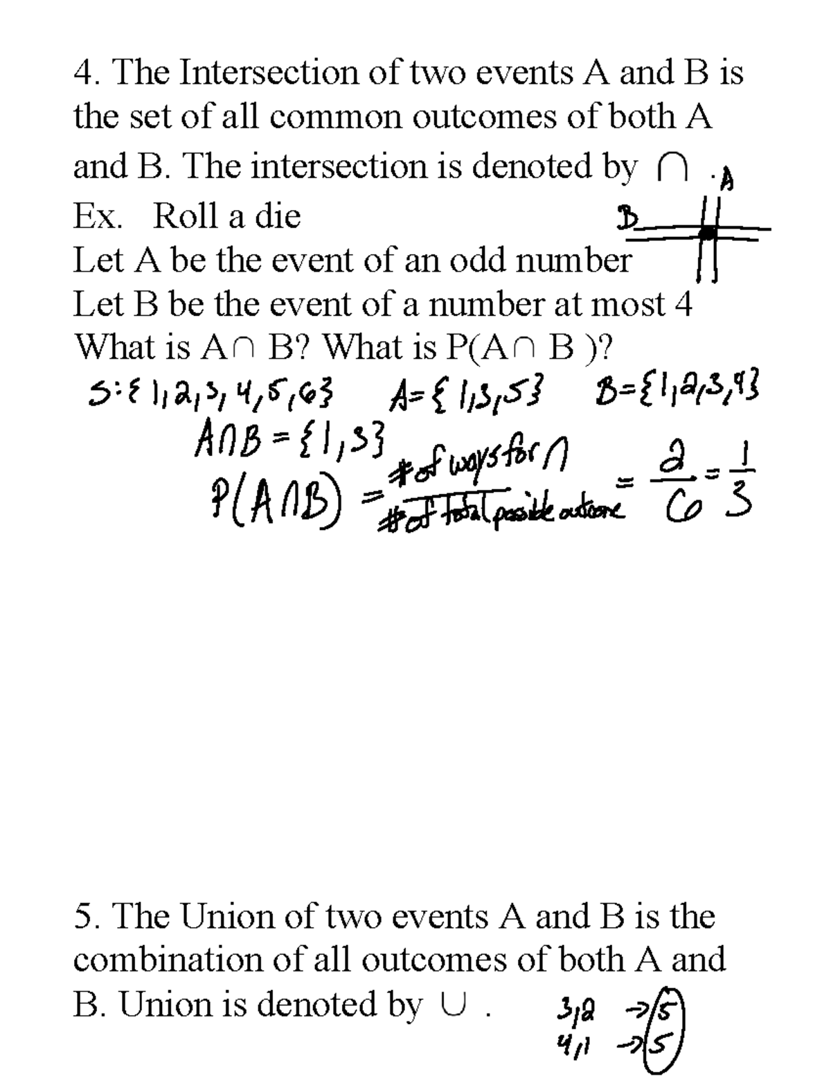 Probability Concepts: Intersection, Union, and Conditional Events (Week ...