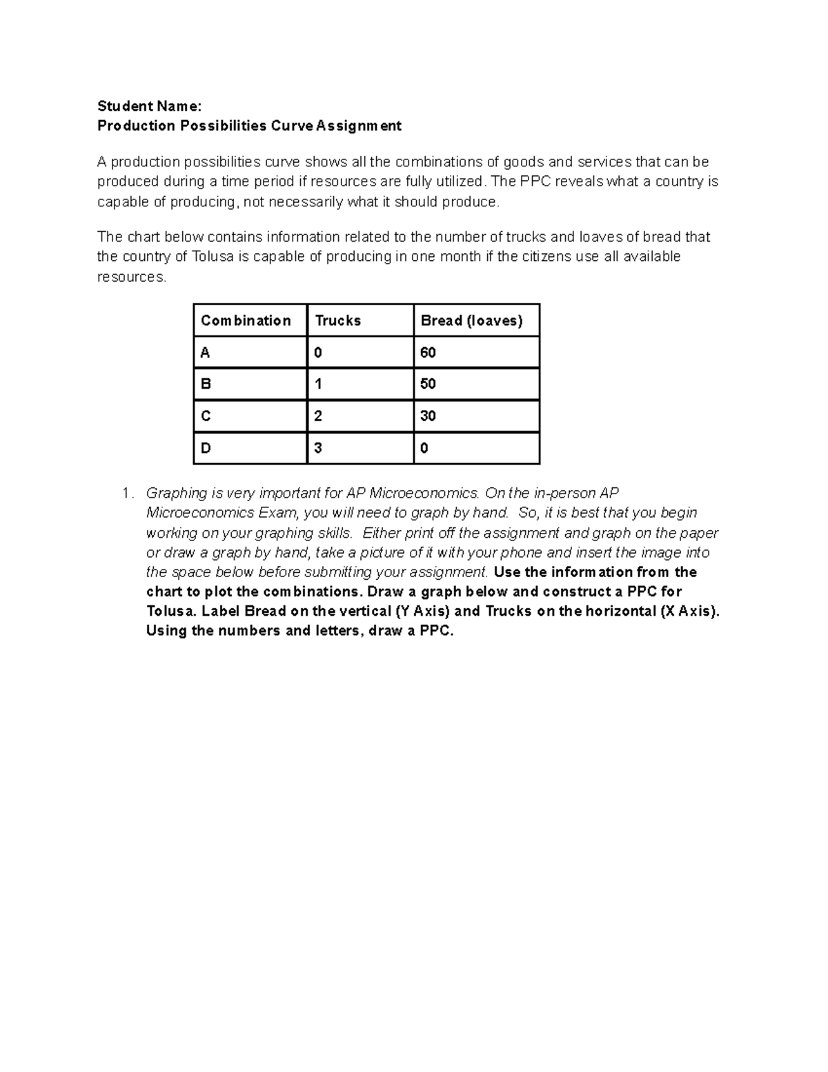 AP Microeconomics - Production Possibilities Curve Assignment - Studocu