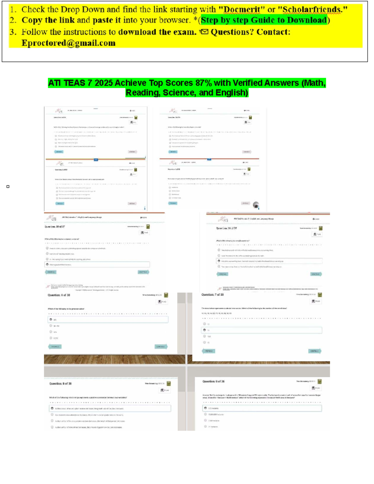 All ATI TEAS 7 Exam 2023-2025 Test Prep Handbook – Screenshot Questions ...