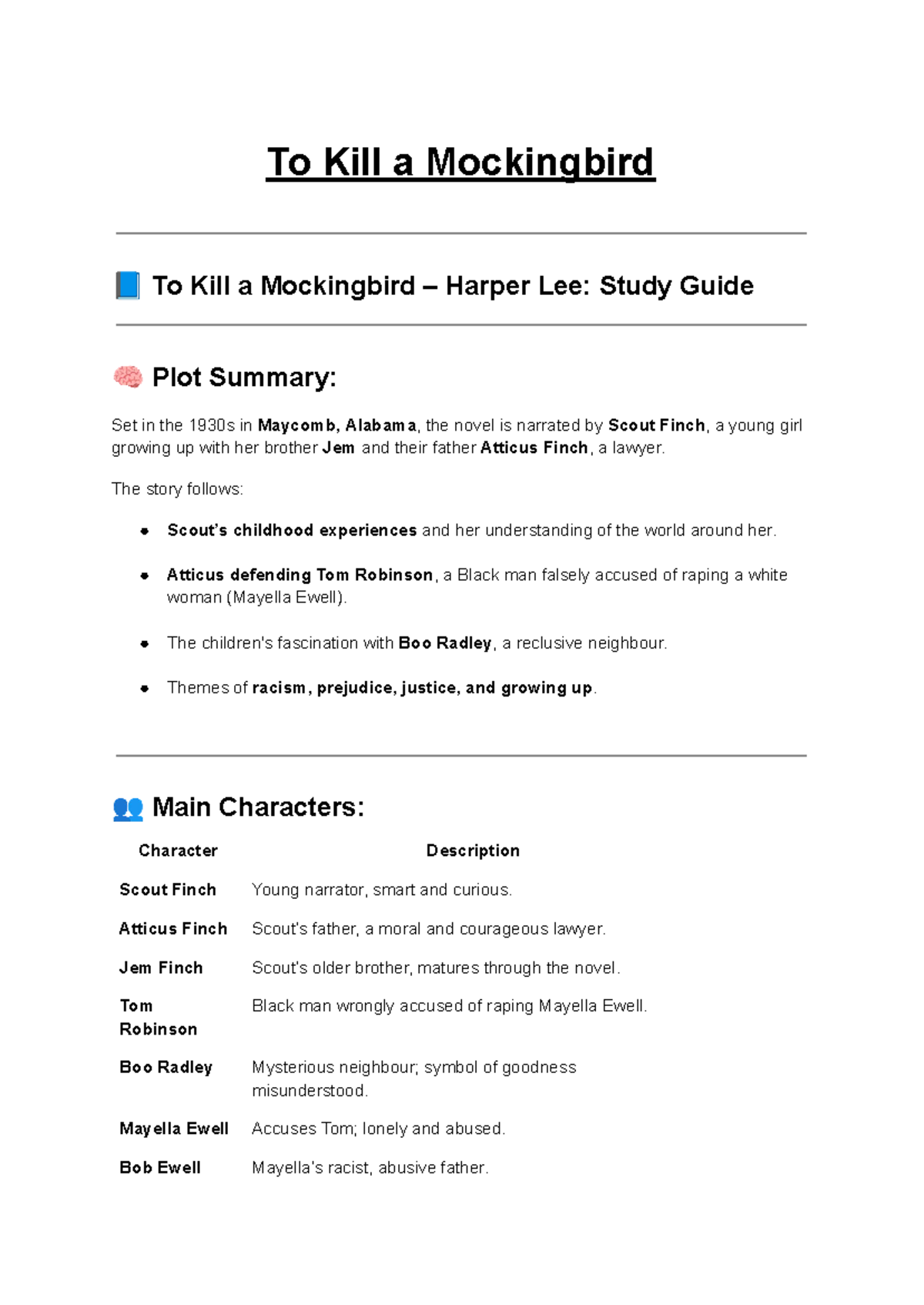To Kill a Mockingbird (ENG 101): Comprehensive Study Guide & Exam Prep ...