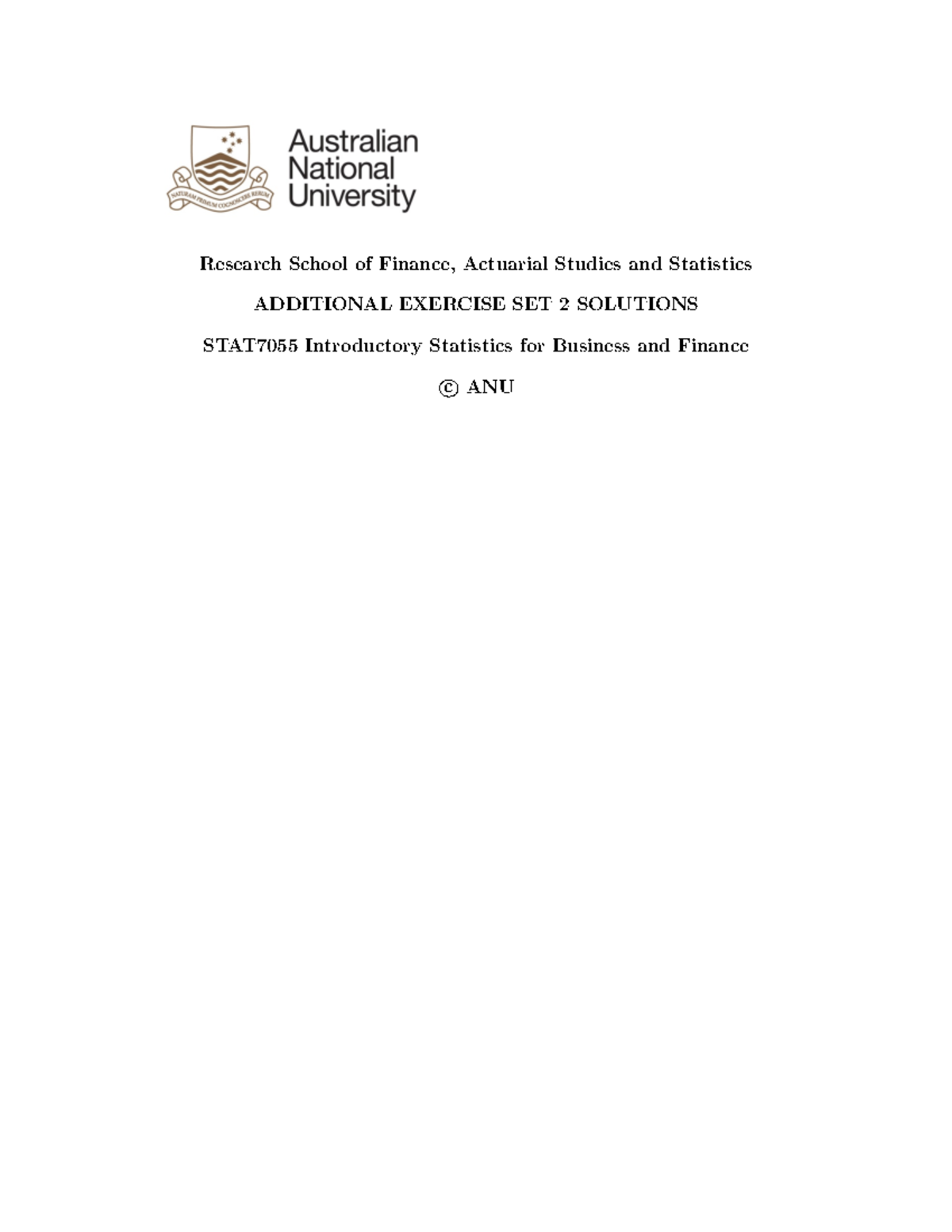 STAT7055 Additional Exercise Set 2 Solutions - Studocu