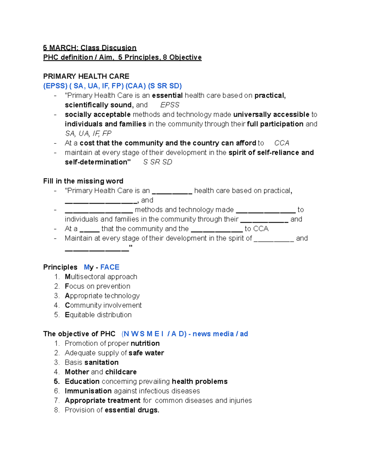 HDP 122 - class discussion objectives and aims and practice questions ...