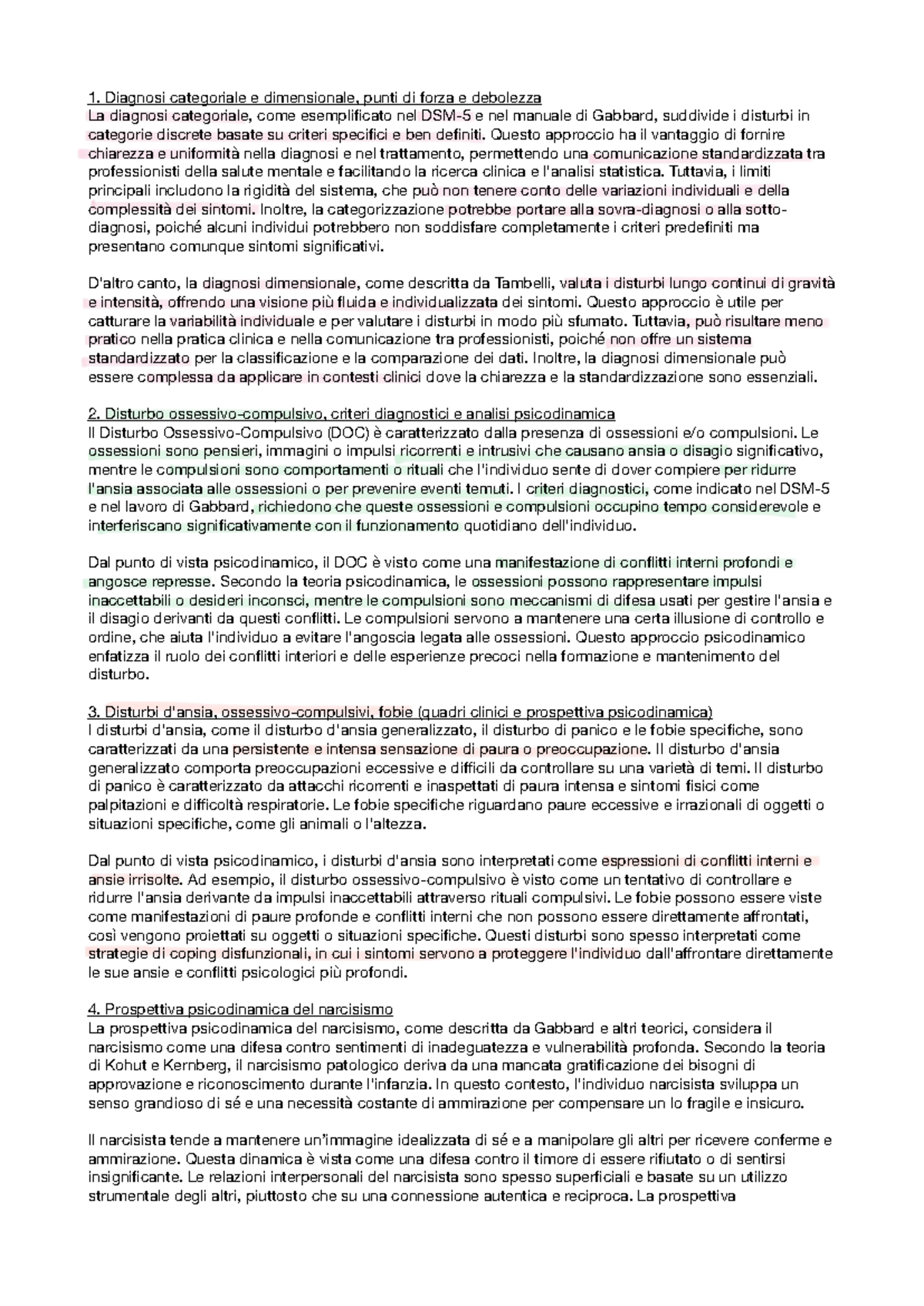 Psicopatologia: Diagnosi e Approcci Clinici (PSY 101) - Studocu