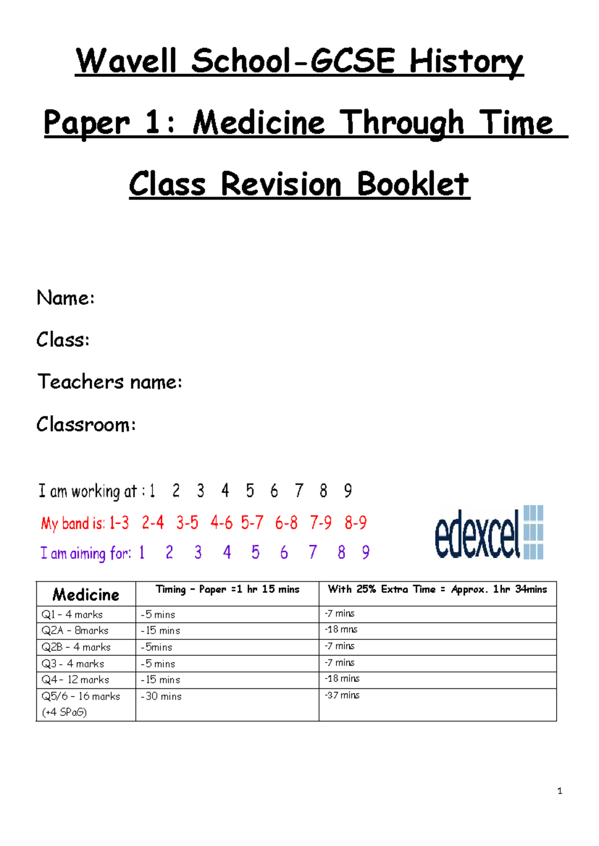 GCSE History: Medicine Through Time Revision Booklet (Paper 1) - Studocu