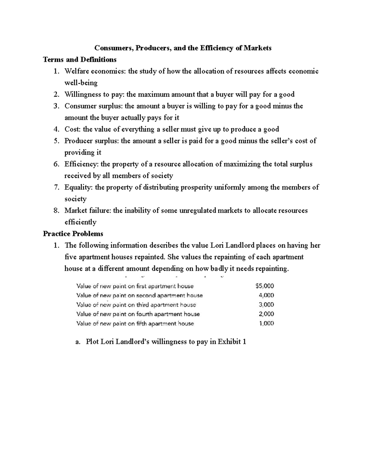 [Study Guide] Consumers, Producers, and Market Efficiency Concepts ...