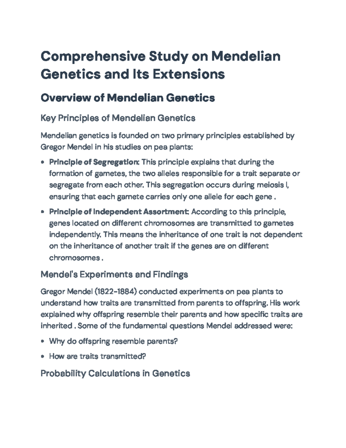 Comprehensive Overview of Mendelian Genetics - BIO 1331 SP 25 ...