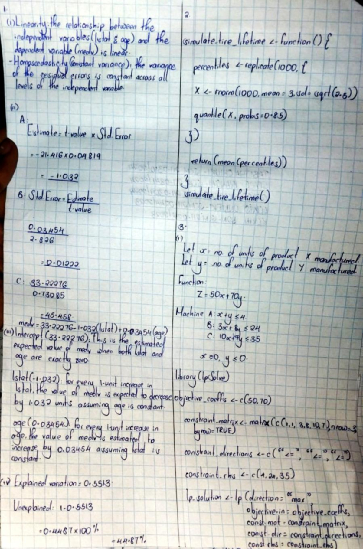 Cat 2 - Important Questions on Linearity and Variance Analysis - Studocu