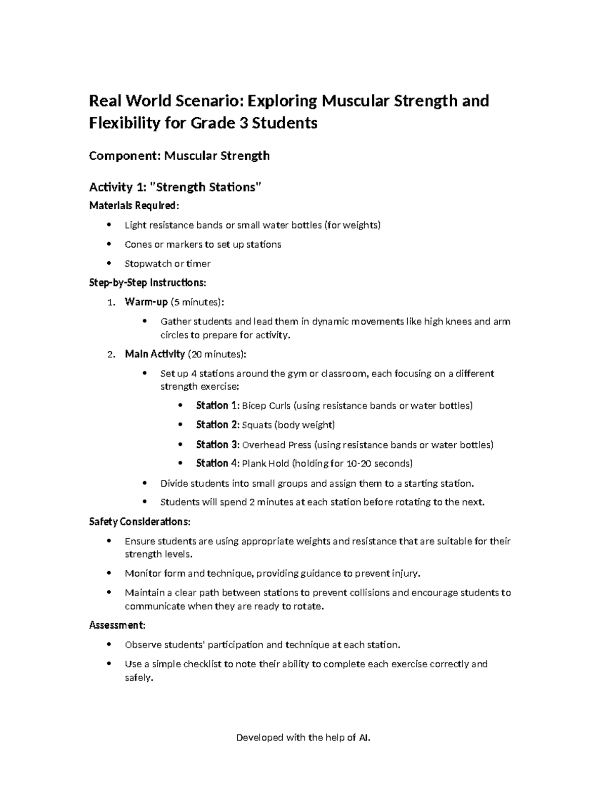 Grade 3 Muscular Strength & Flexibility Activities Guide - Studocu