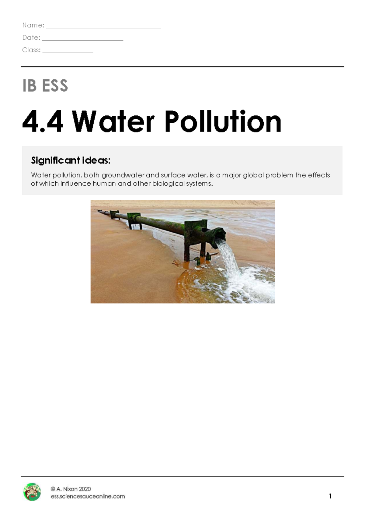 IB ESS 4.4 Water Pollution Study Notes and Key Concepts - Studocu