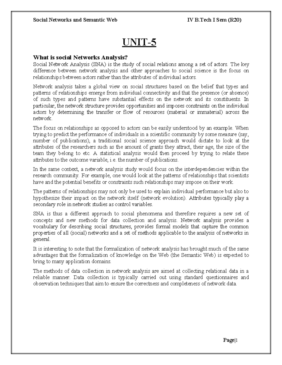 Unit-5 SNSW - Snsw unit 5 - and UNIT- What is social Networks Analysis? Social Network Analysis ...