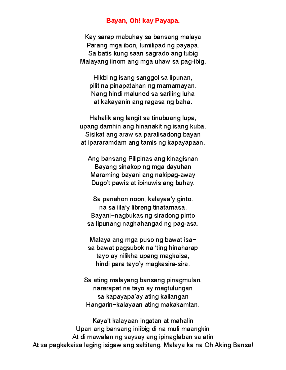 Di-malayang Tula - A Creative Assignment on Freedom - Studocu