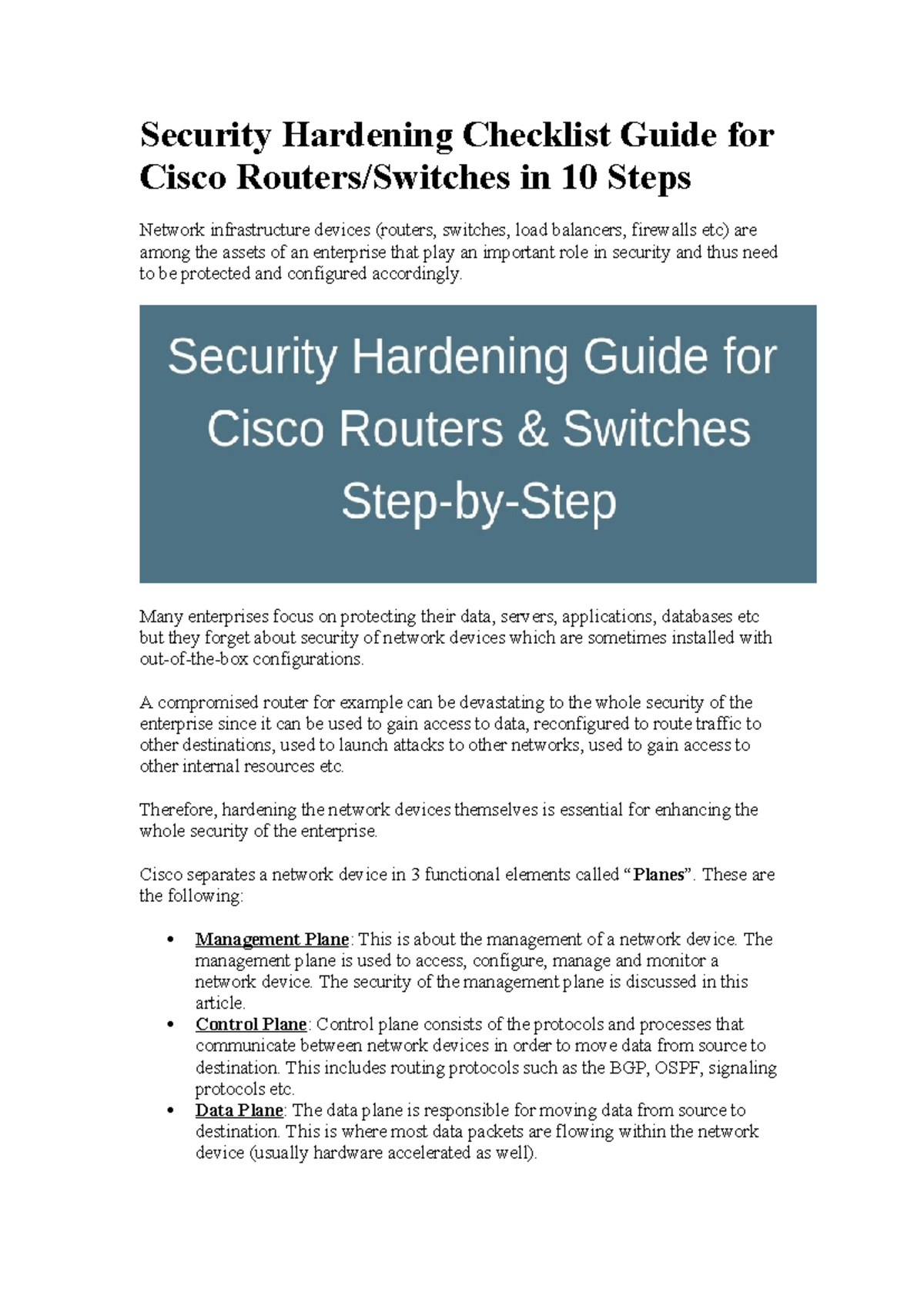 Security Hardening Checklist for Cisco Routers/Switches: 10 Steps Guide ...