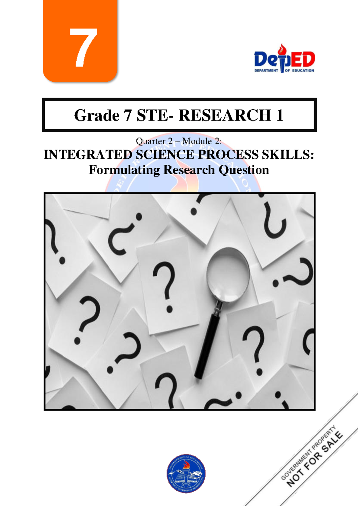Grade 7 STE Research 1 Q2 Module 2: Formulating Research Questions ...