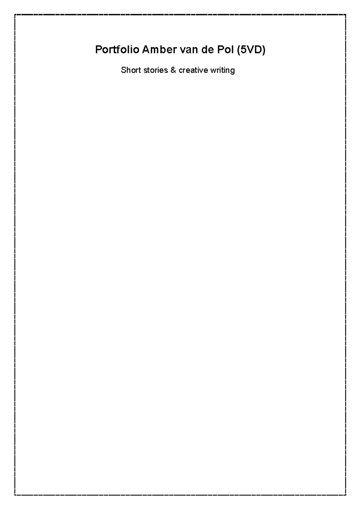 Portfolio Creative Writing Assignments - KCV (5VD) - Studeersnel
