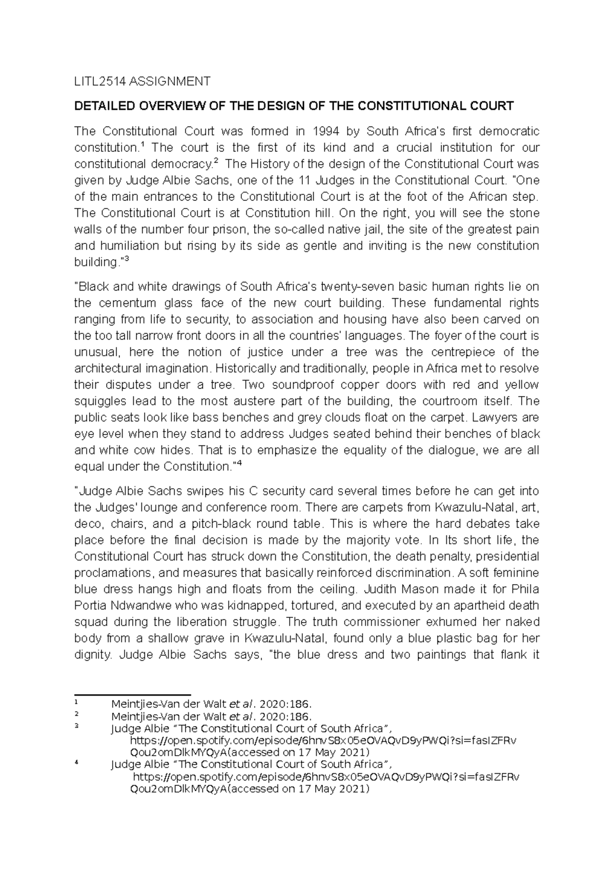 LITL2514 Assignment: Overview of the Design of the Constitutional Court ...