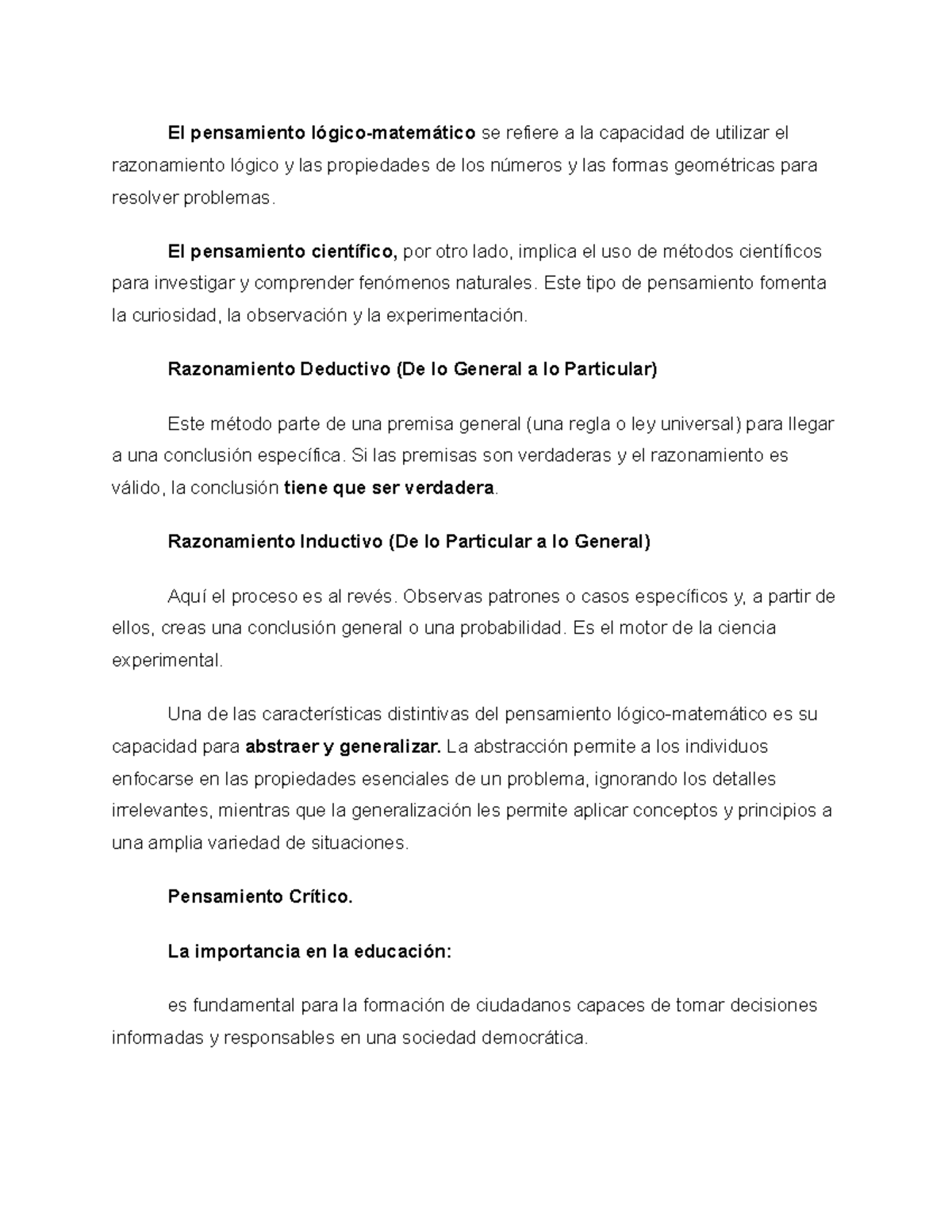 El pensamiento lógico y científico - TAREA - Studocu