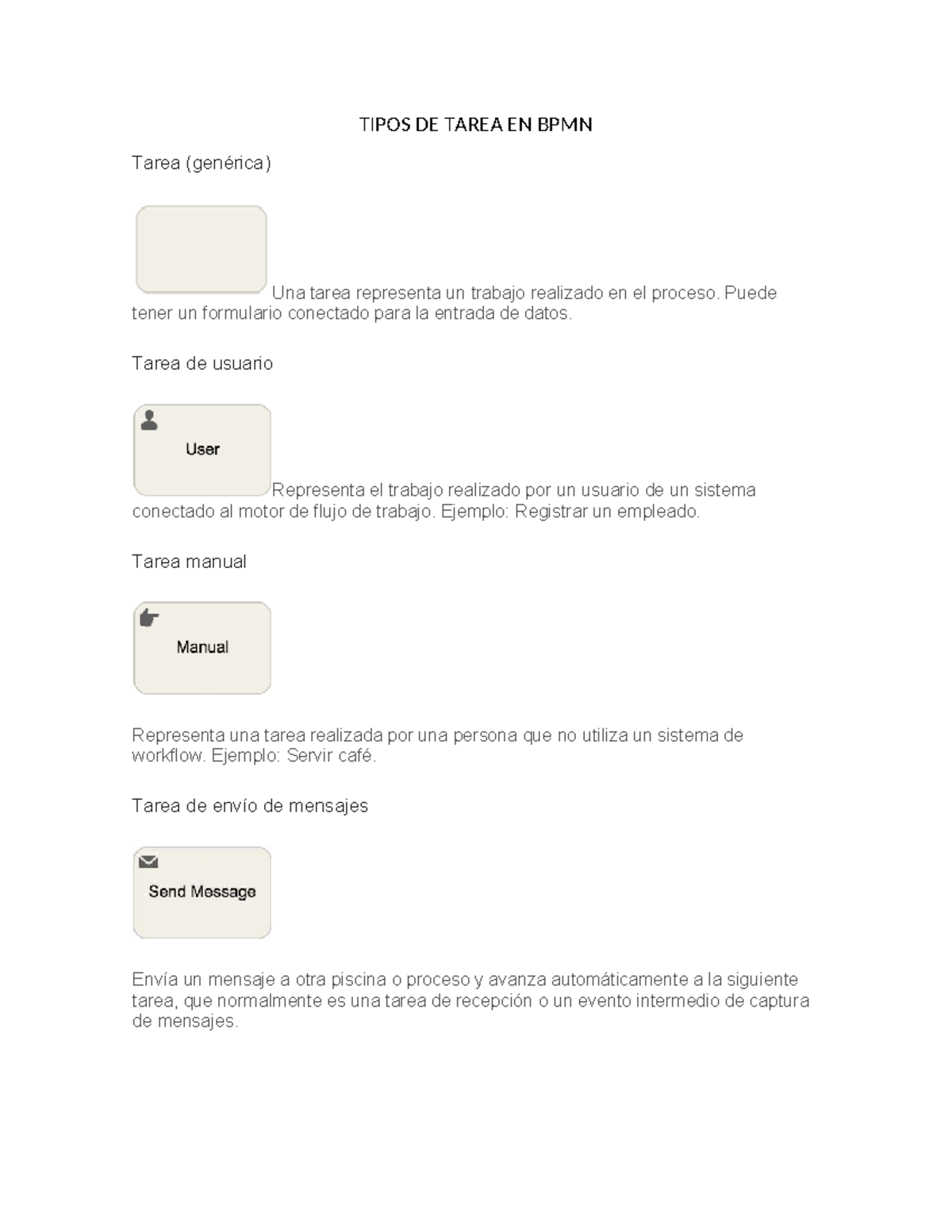 Tipos de tarea en BPMN: definición y ejemplos prácticos - Studocu