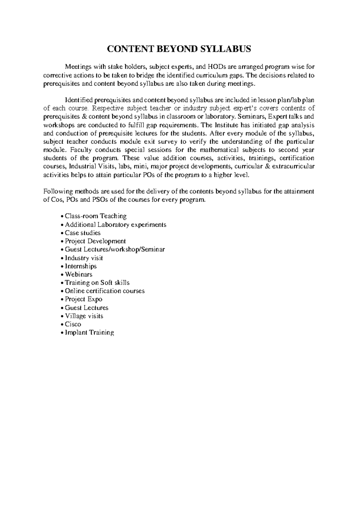 CSE - Bridging Curriculum Gaps: Content Beyond Syllabus Strategies ...