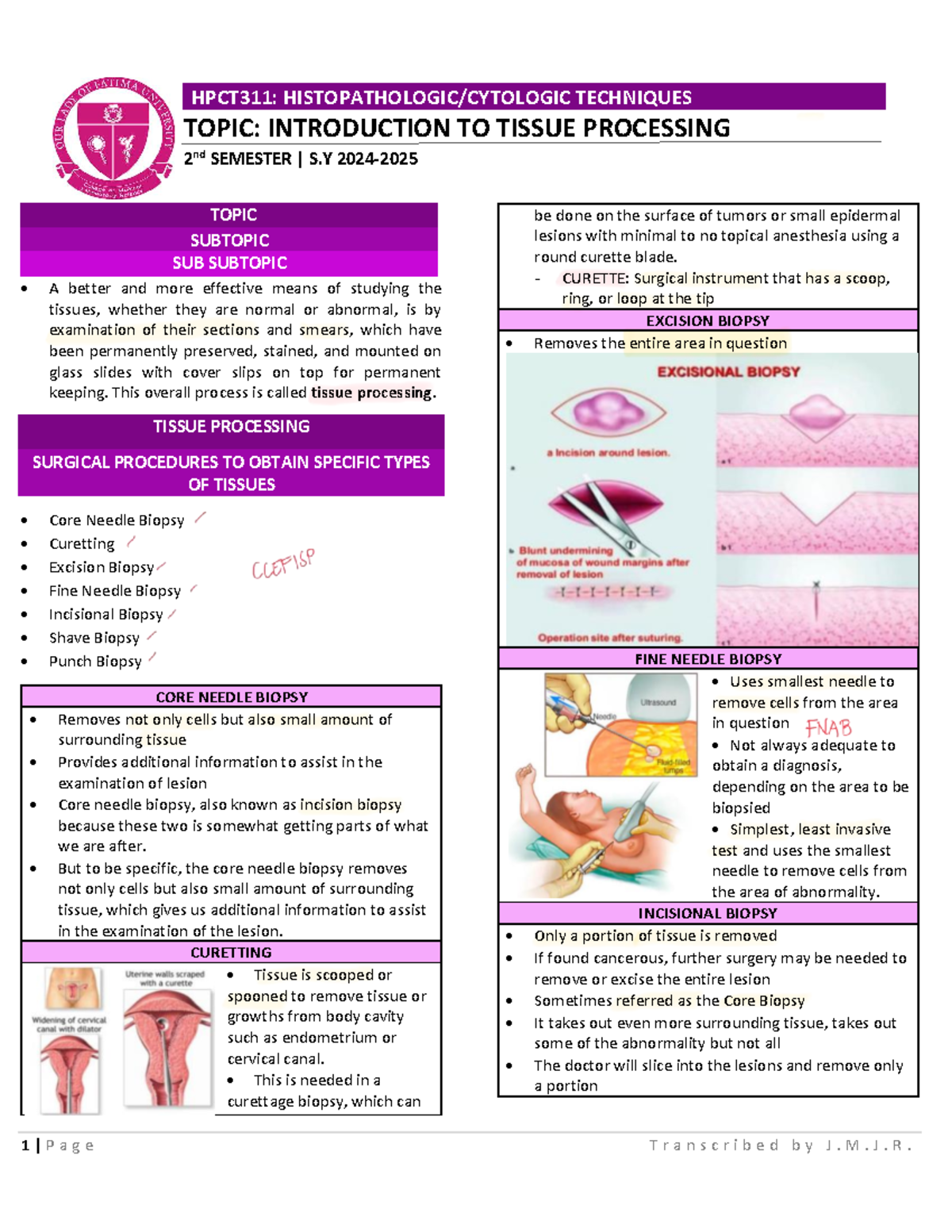HPCT311: Introduction to Tissue Processing Techniques - 2nd Sem - Studocu