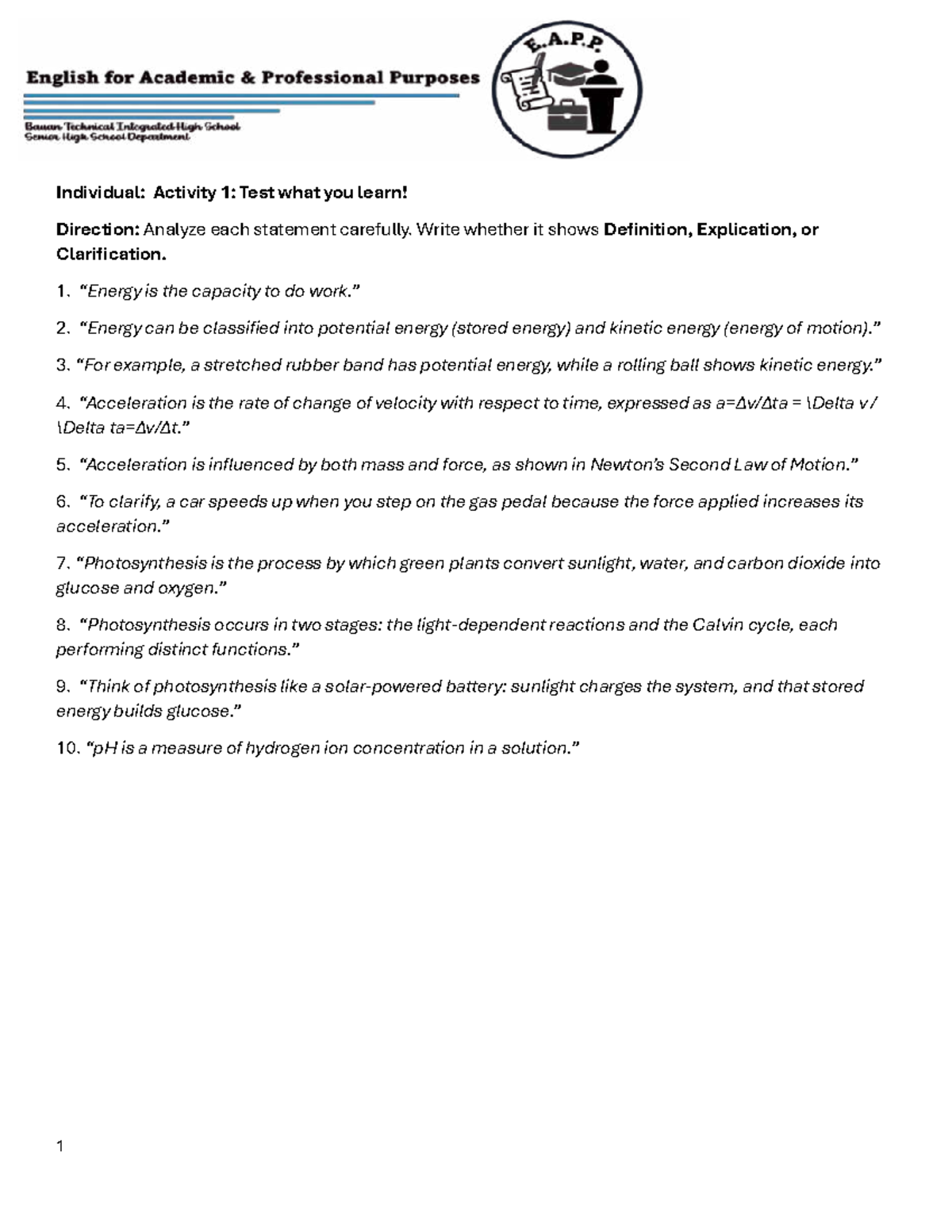 Elucidating Concept Activity: Definition, Explication, Clarification ...