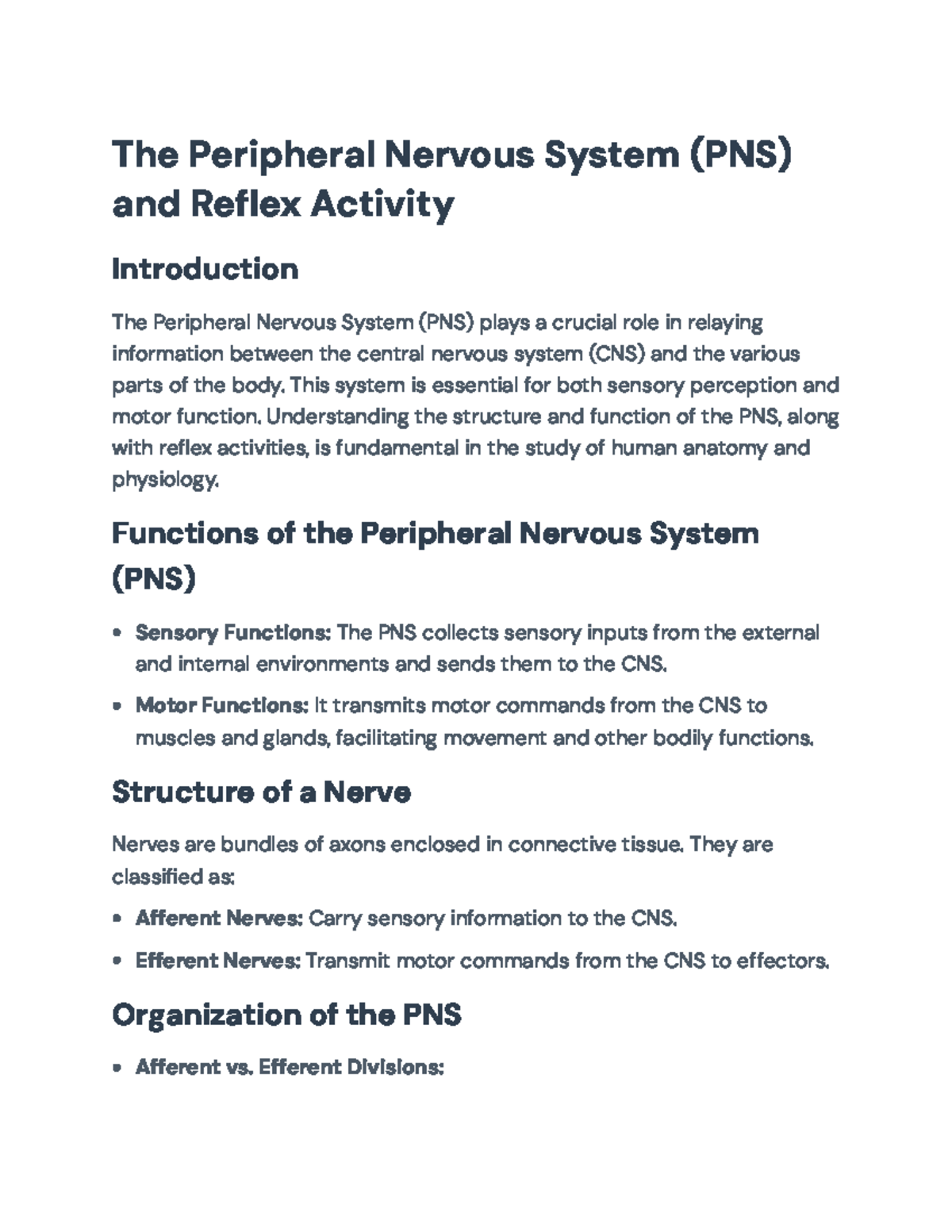 Peripheral Nervous System (PNS) Overview: Structure, Function ...