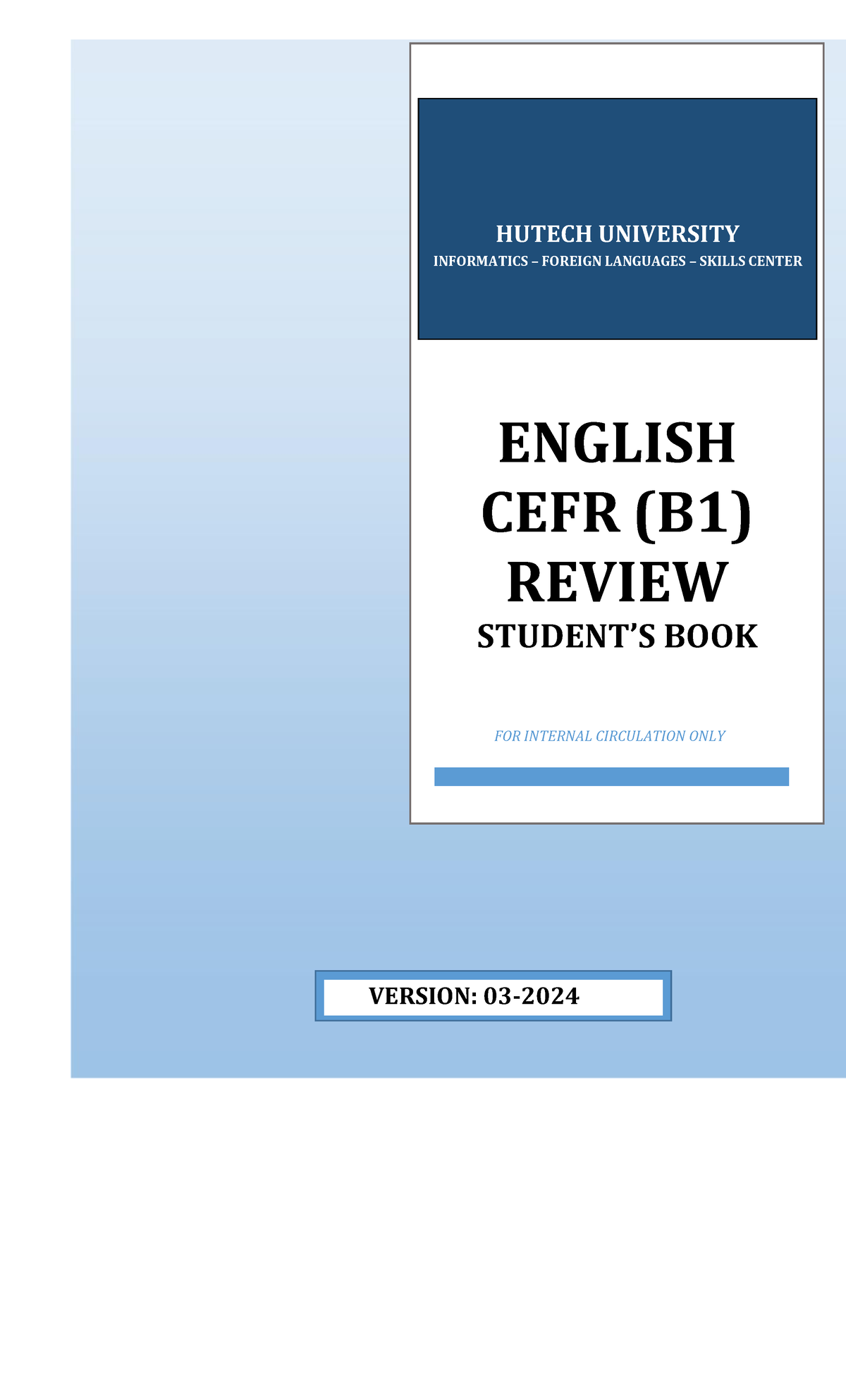 English CEFR B1 Review: Student's Book for HUTECH 2024 - Studocu