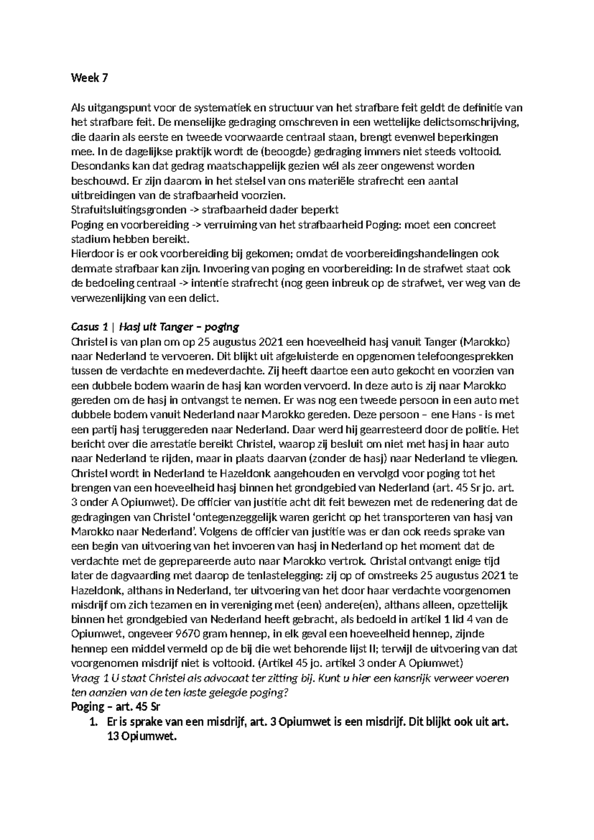 MSR Week 7 - Verdediging en Voorbereiding in Strafrechtelijke Zaken ...