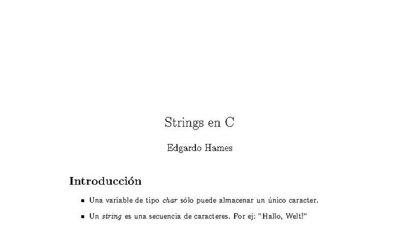 Strings en C: Conceptos y Funciones Esenciales - Studocu