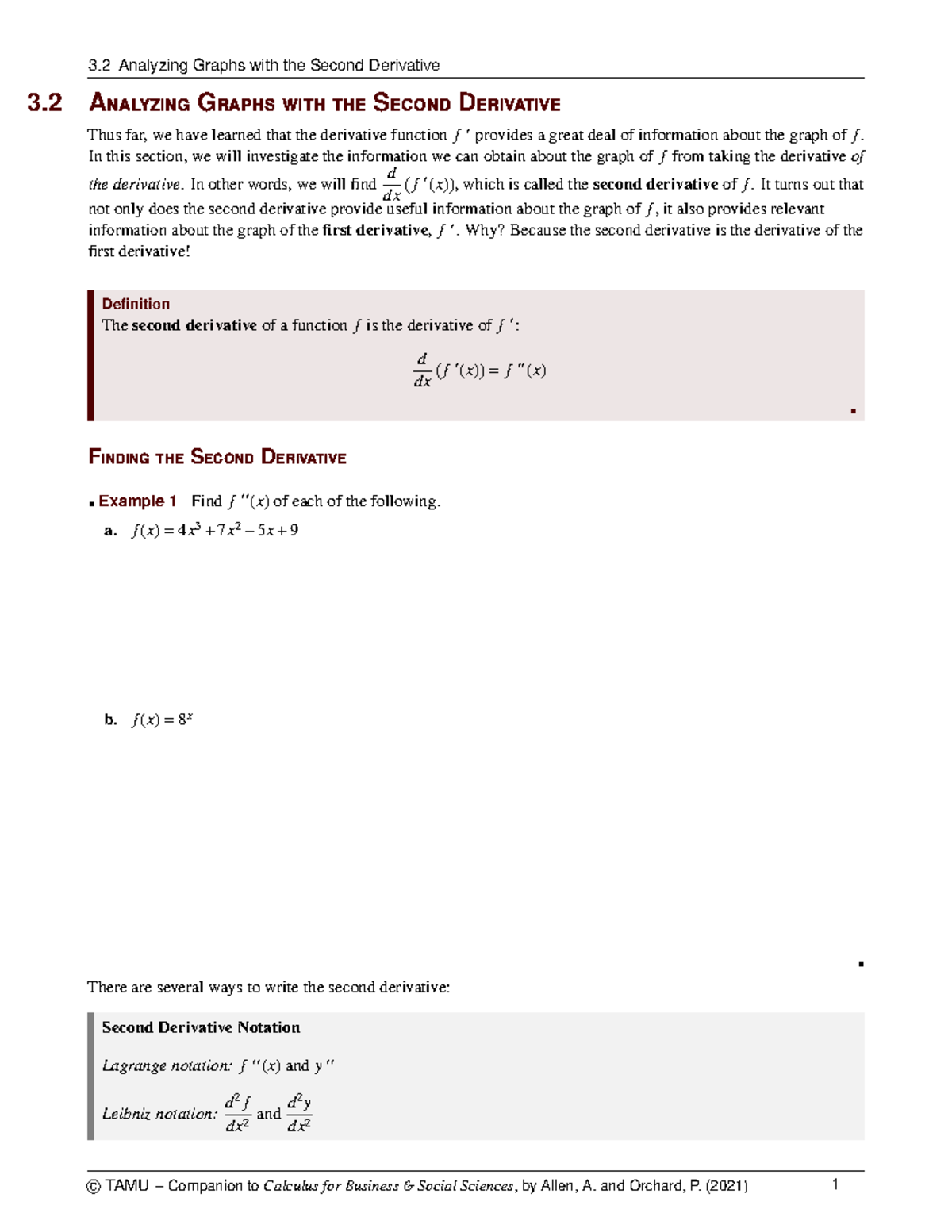 Analyzing Graphs Using the Second Derivative - 142 Section 3.2 Notes ...