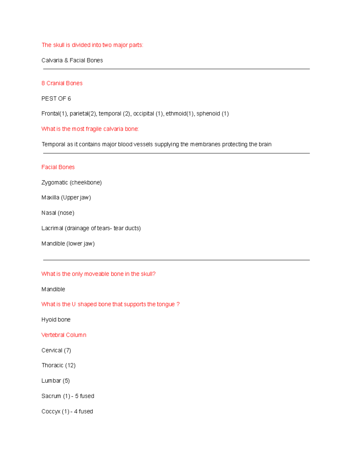 Skull Anatomy Overview: Calvaria & Facial Bones (BIO 101) - Studocu