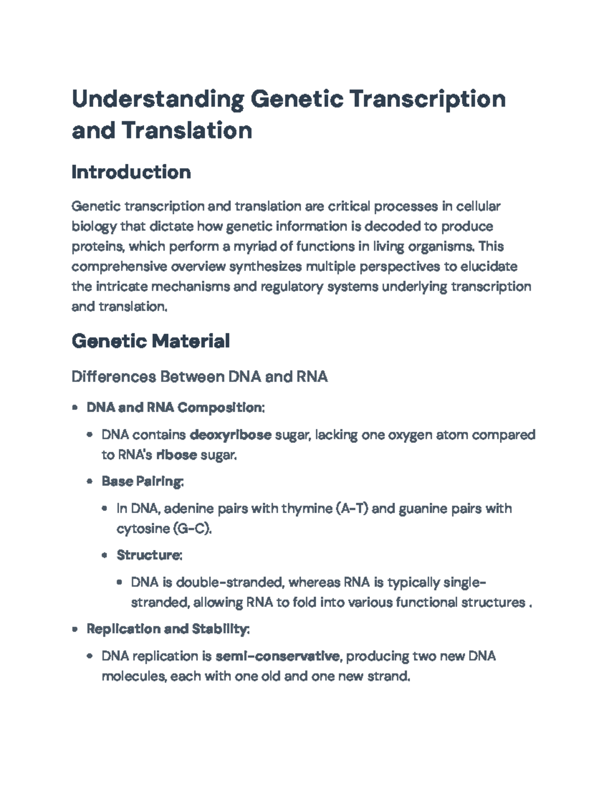 Genetic Transcription and Translation Overview: Molecular Biology ...