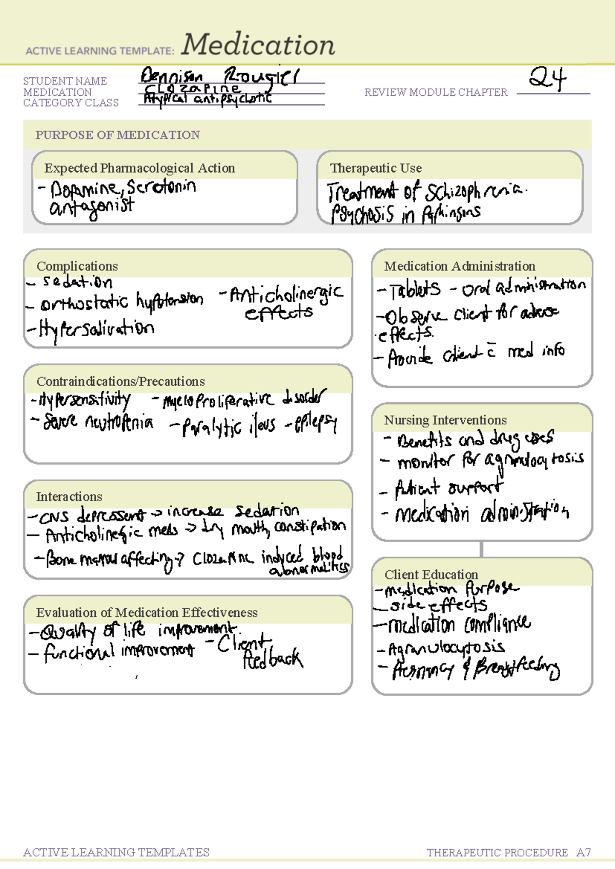 Proctored Templates - Ati template atypical antipsychotic - clozapine ...