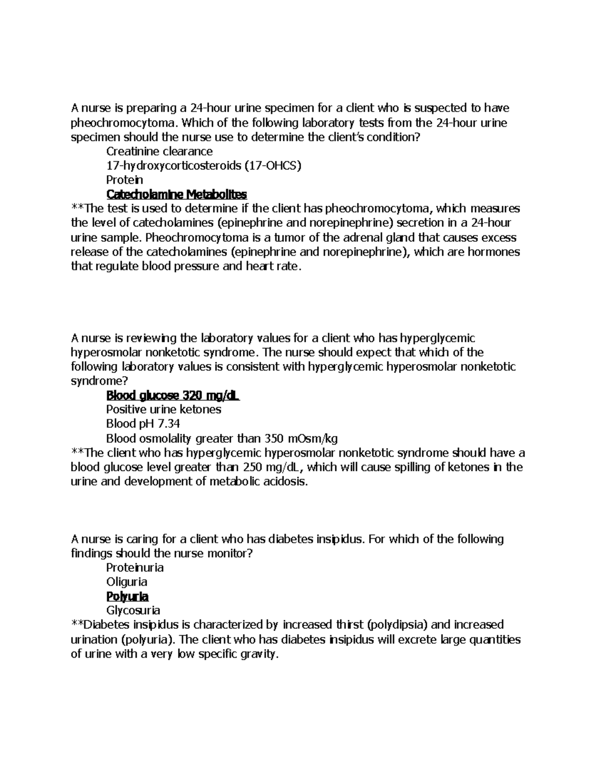 Endocrine System ATI Practice Q&A: Pheochromocytoma to Cushing’s ...