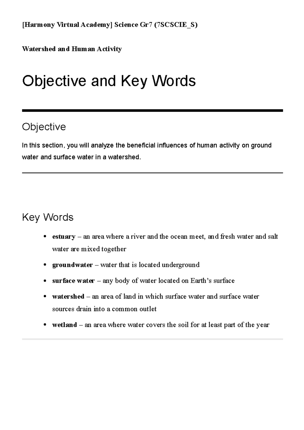 Human Impact on Watersheds: Benefits & Risks (7SCSCIE_S) - Studocu