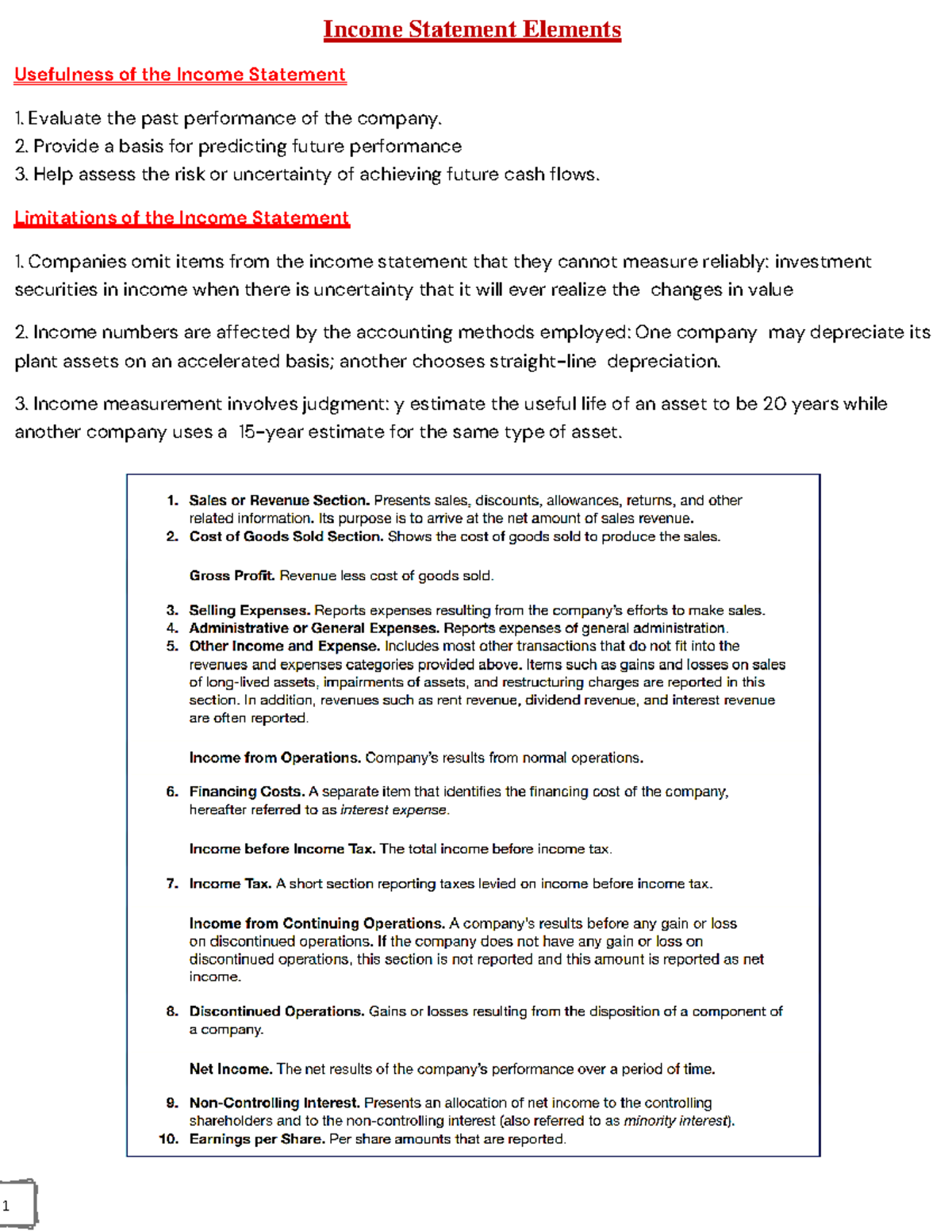 1.3 Income Statement unit 1 [1 - Income Statement Elements Usefulness ...