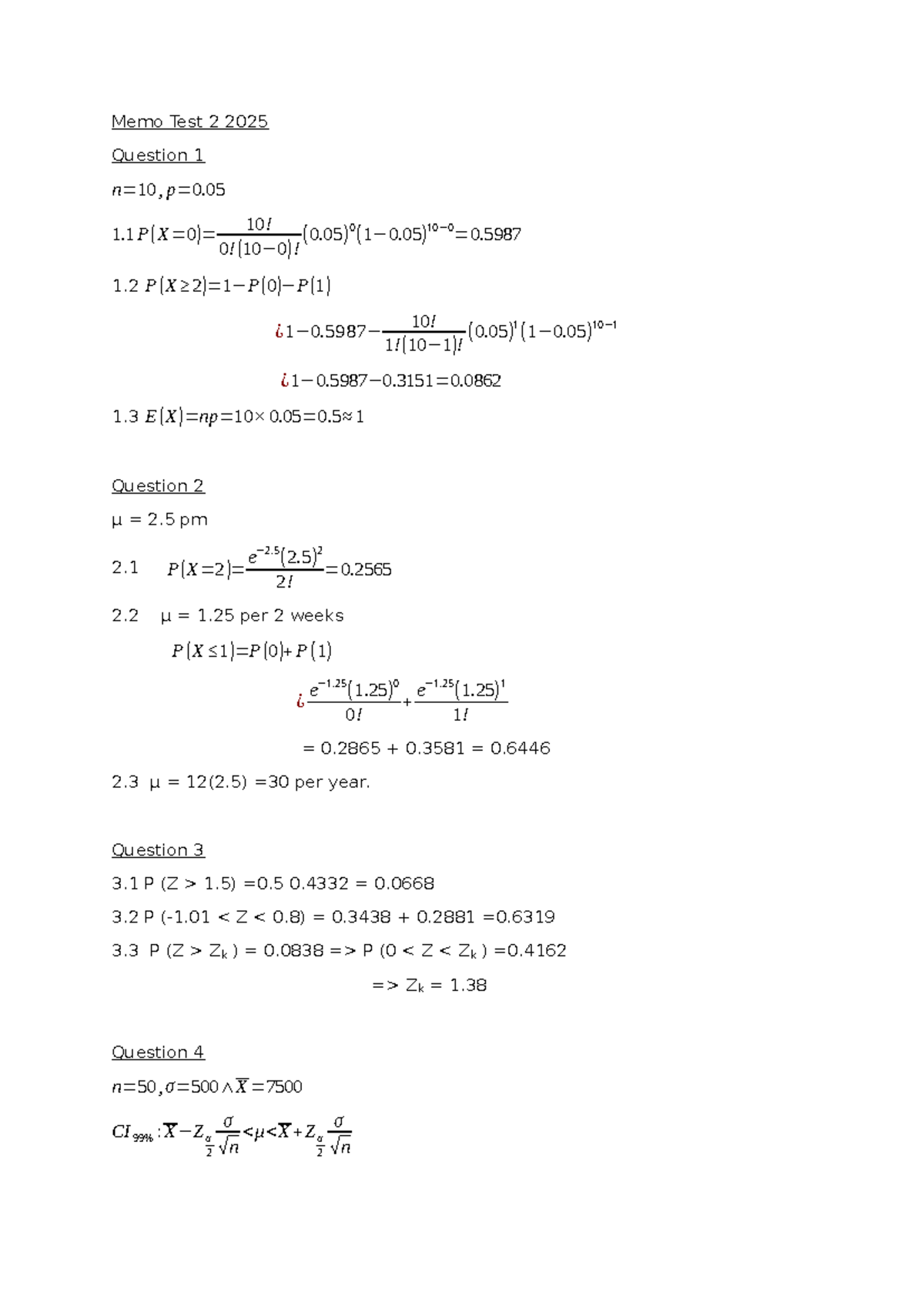 Memo Test 2 2025 - Practice Questions and Solutions - Studocu