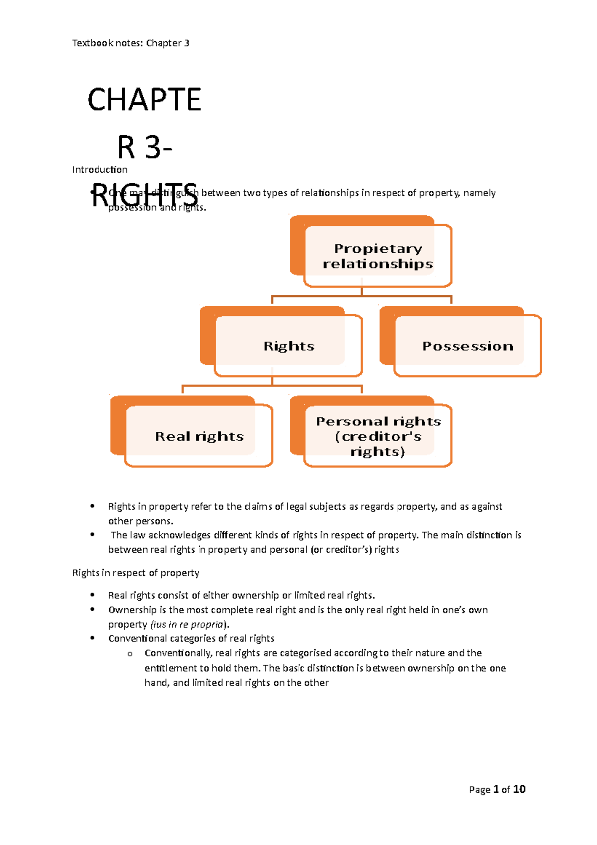 Property Law L3: Chapter 3 - Rights, Possession & Relationships - Studocu