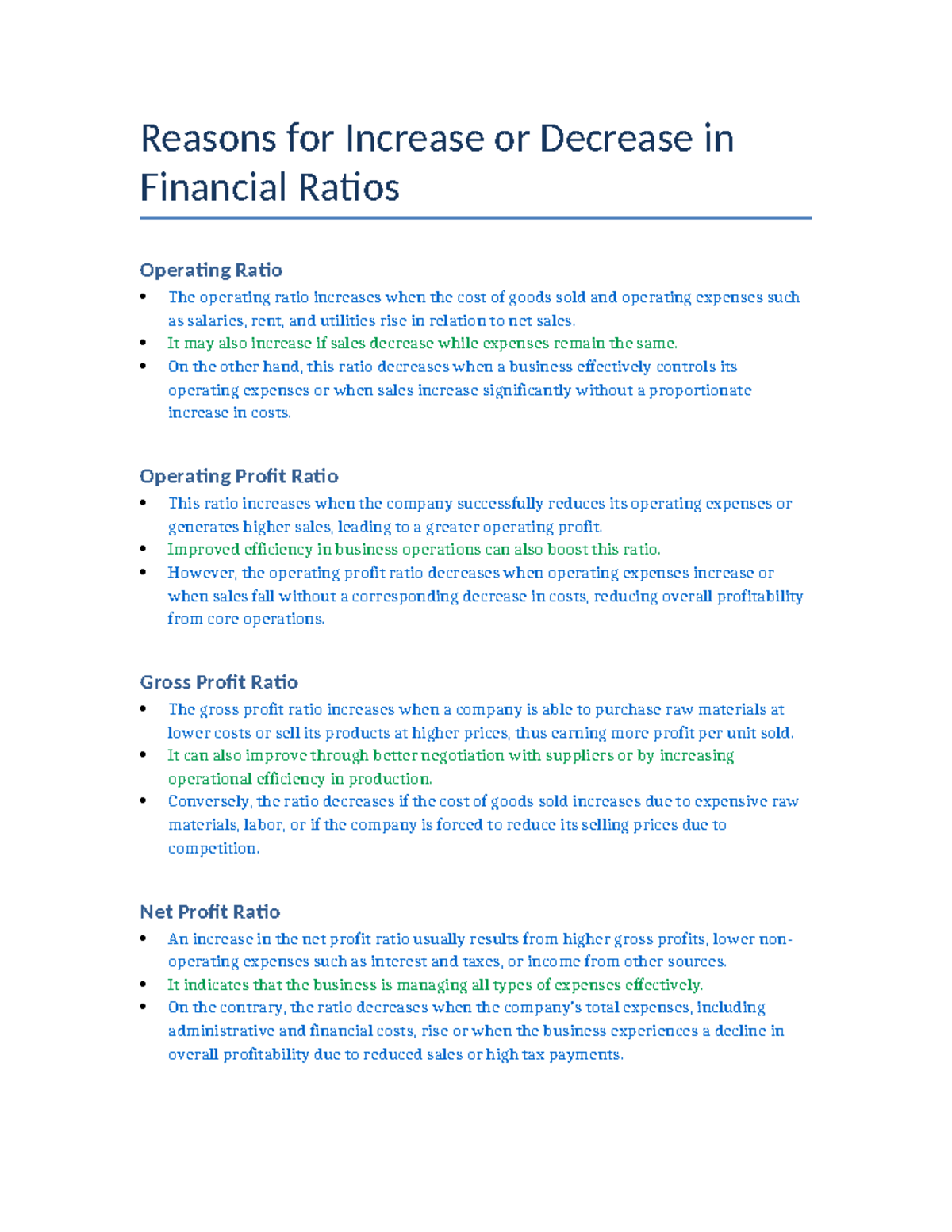Colorful Financial Ratio Analysis: Understanding Key Metrics - Studocu