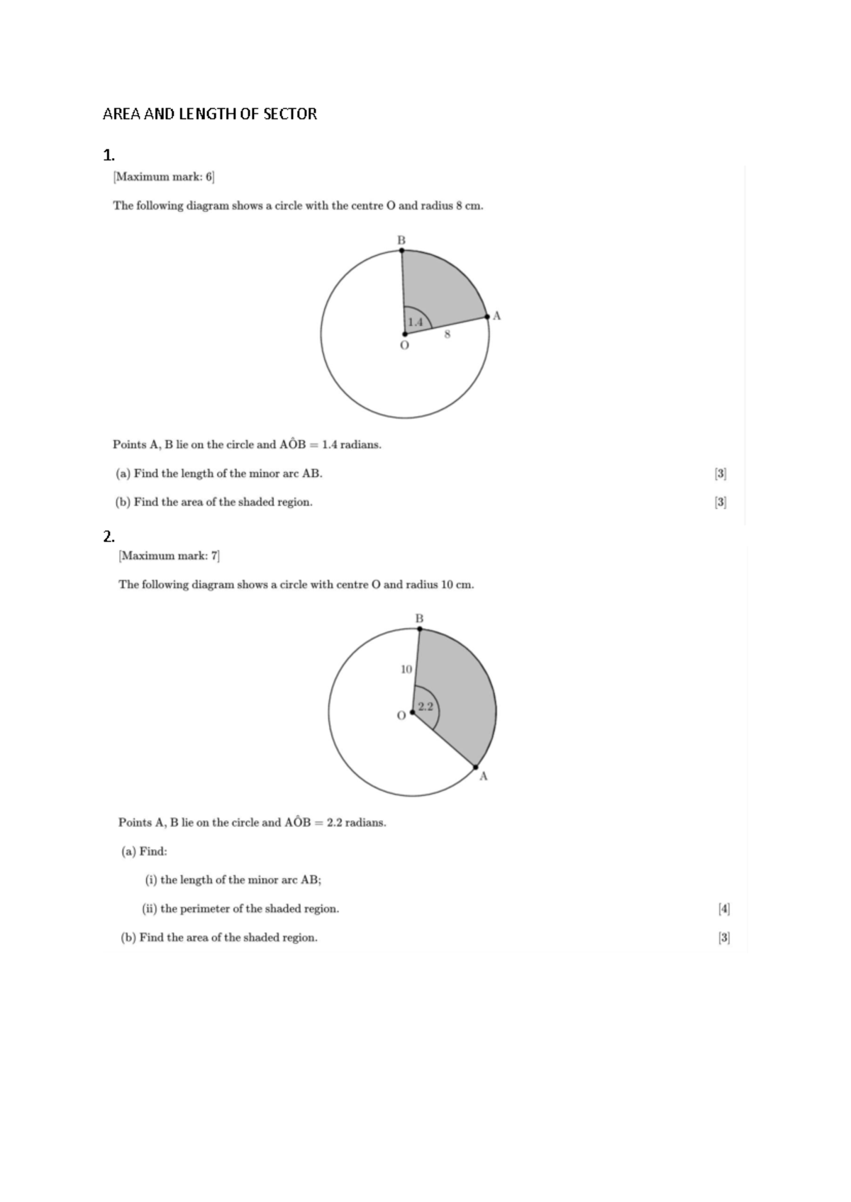 AREA AND LENGTH OF SECTOR: Radians & Circle Calculations - Studocu