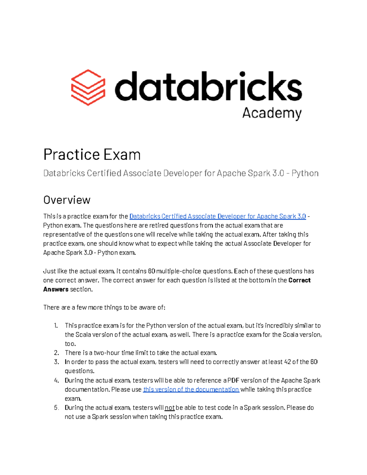 Practice Exam - DA-100: Data Analytics for Spark 3 (Python) - Studocu